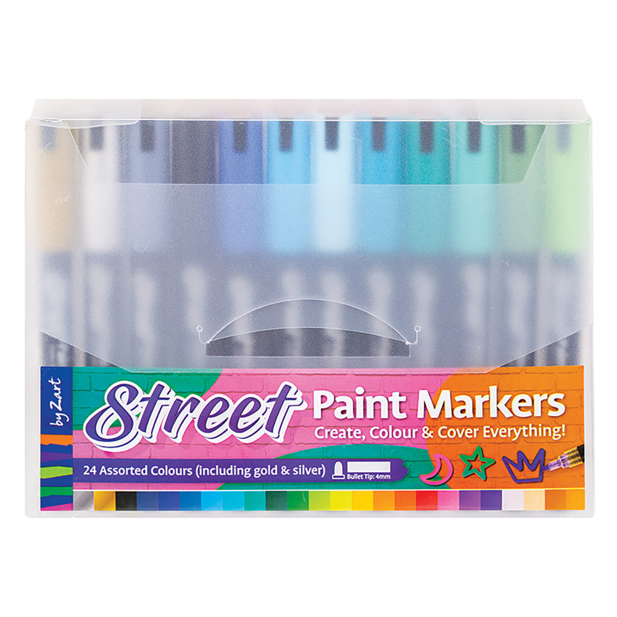 Acrylic Street Paint Markers for all surface Large Pack of 24 By Zart ...