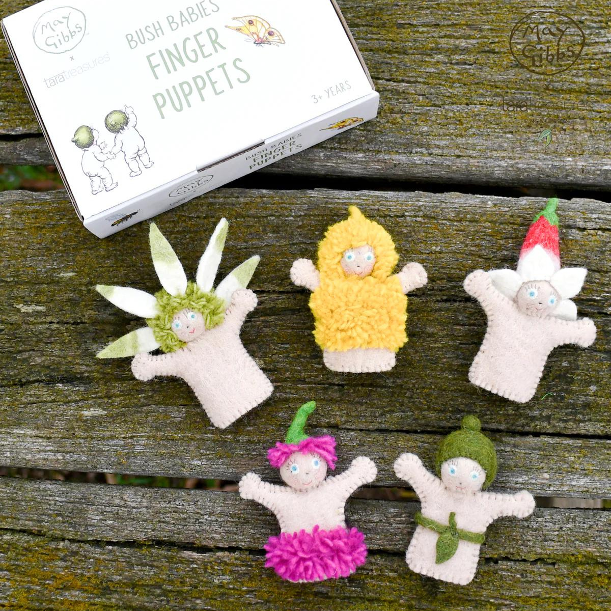 Tara Treasures Felt May Gibbs Bush Babies Finger Puppet Set of 5 Prete ...