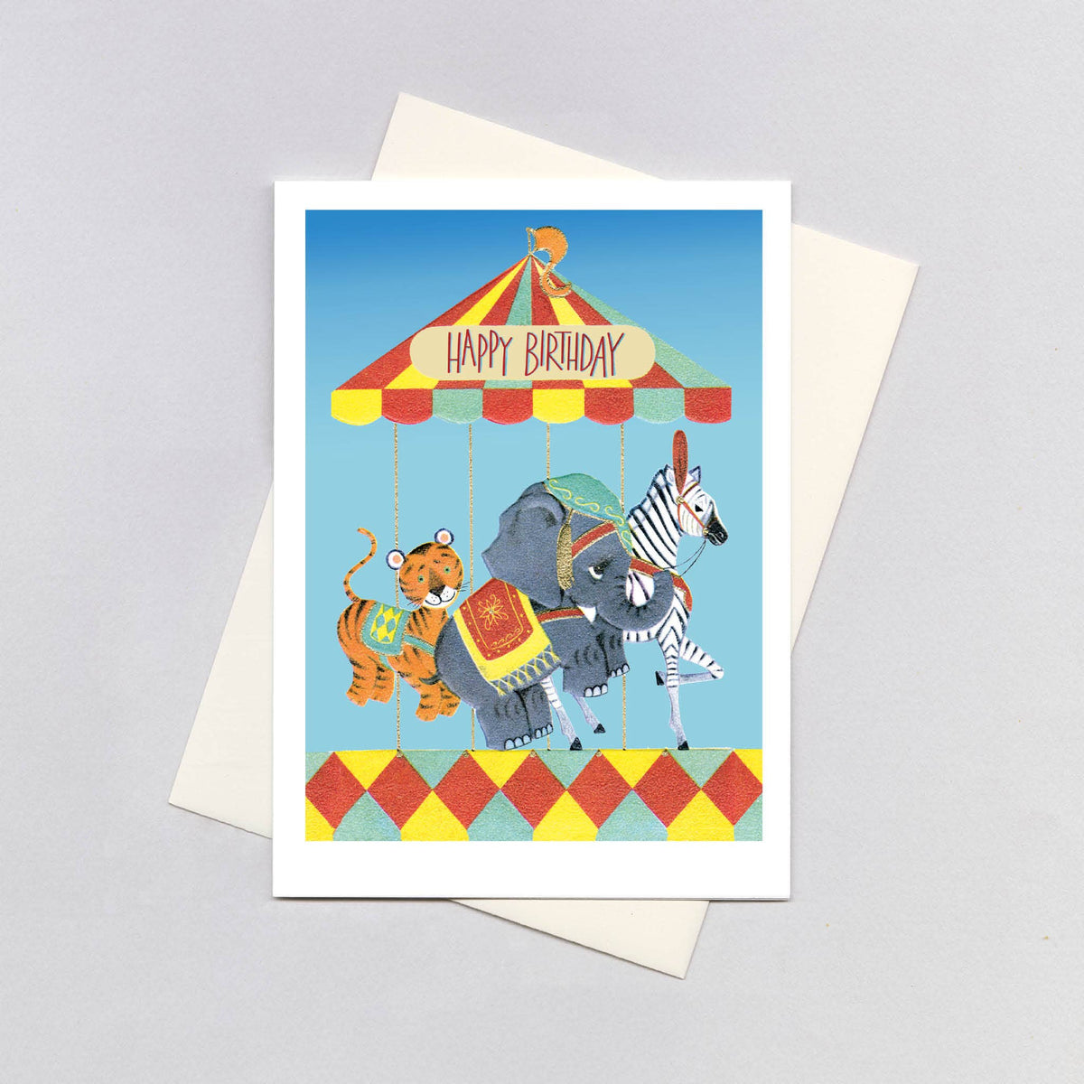 Merry Go Round Kids Vintage Birthday Card By Laughing Elephant Kids Gr ...
