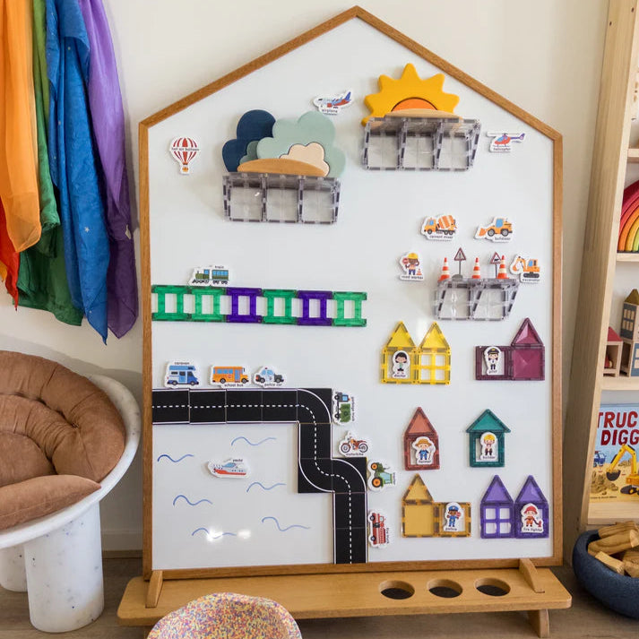 JoyKids Magnetic Whiteboard Double Sided with LEGO Baseplate with stan ...