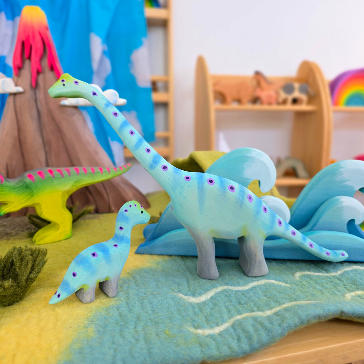Wooden Brontosaurus Set of 2 by BumbuToys Wooden Animals Dinosaur Toys ...