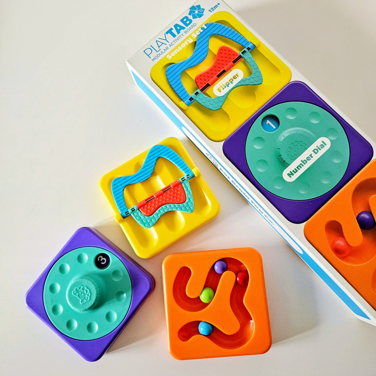 PlayTab Sensory Tiles Set 1 Flipper, Number Dial, Maze Tile, by Fat Br ...
