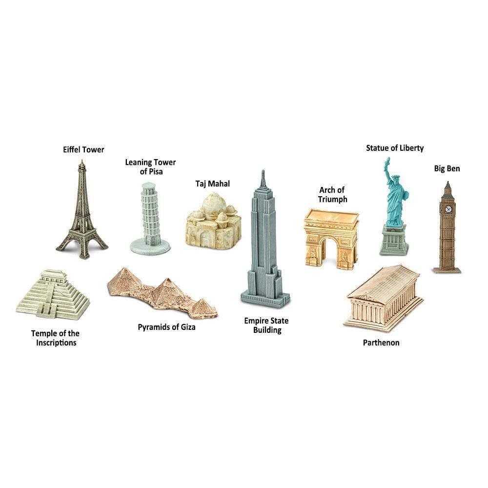 Tube of 10 Around The World Landmarks Figurines Montessori Language Le ...