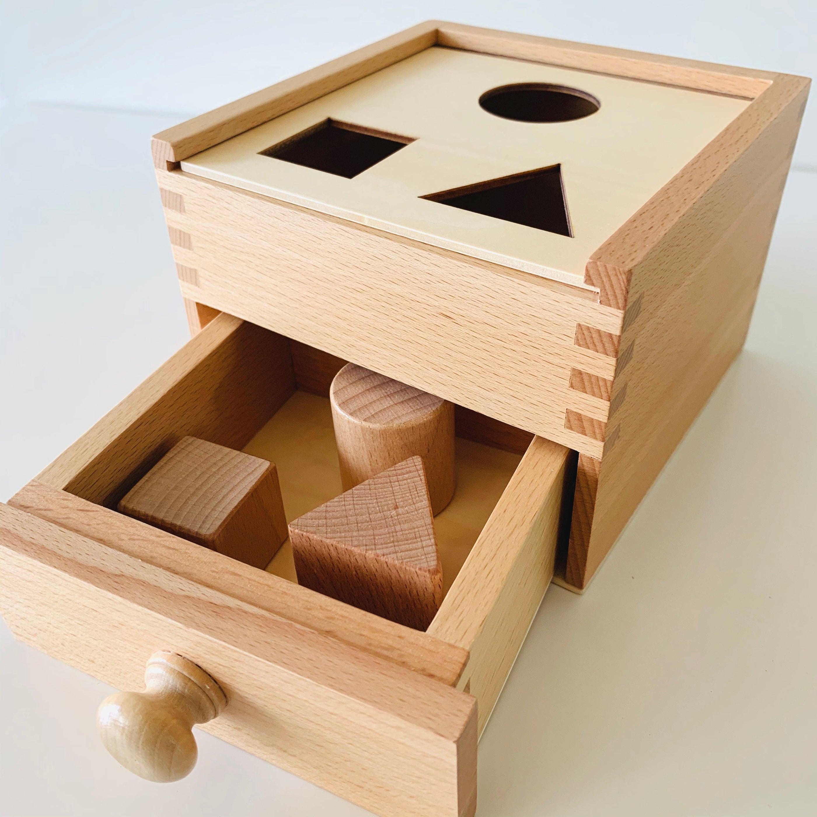 Montessori Sorting Cube Multiple Lids 4 Objects Imbucare Box in Beechw ...