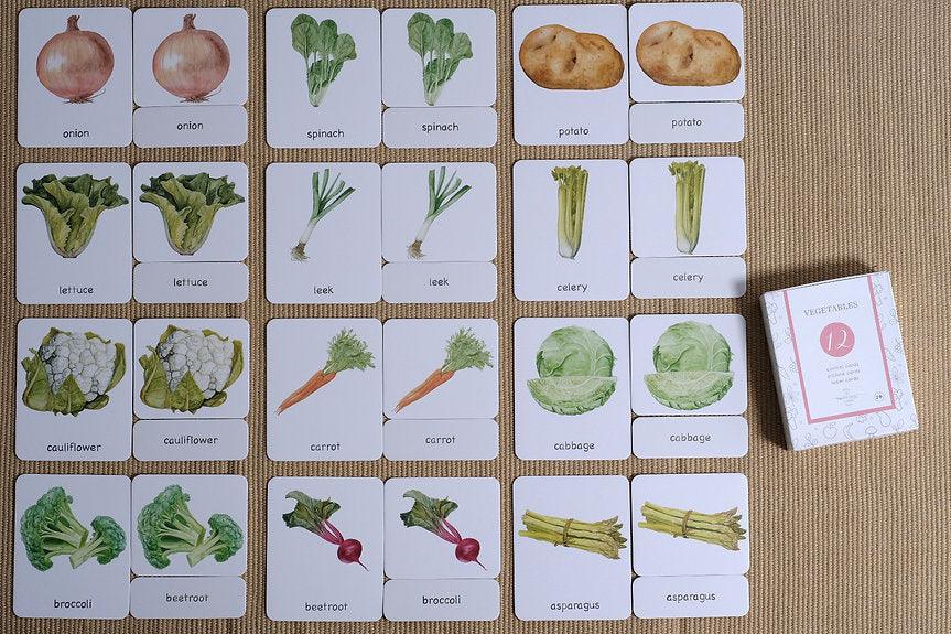 Montessori 3 Part Cards Nomenclature Vegetables English — My Playroom